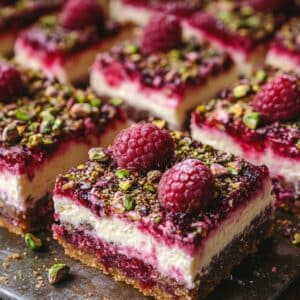 Raspberry Pistachio Cheesecake Bars Recipe | Tasty Meals Blog